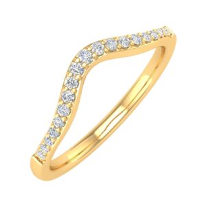 finerock 1/10 carat ladies diamond wedding stackable band - guard ring in 14k yellow gold (ring size 5.5) (i1-i2 clarity)