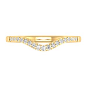 FINEROCK 1/10 Carat Ladies Diamond Wedding Stackable Band - Guard Ring in 14K Yellow Gold (Ring Size 5.5) (I1-I2 Clarity)