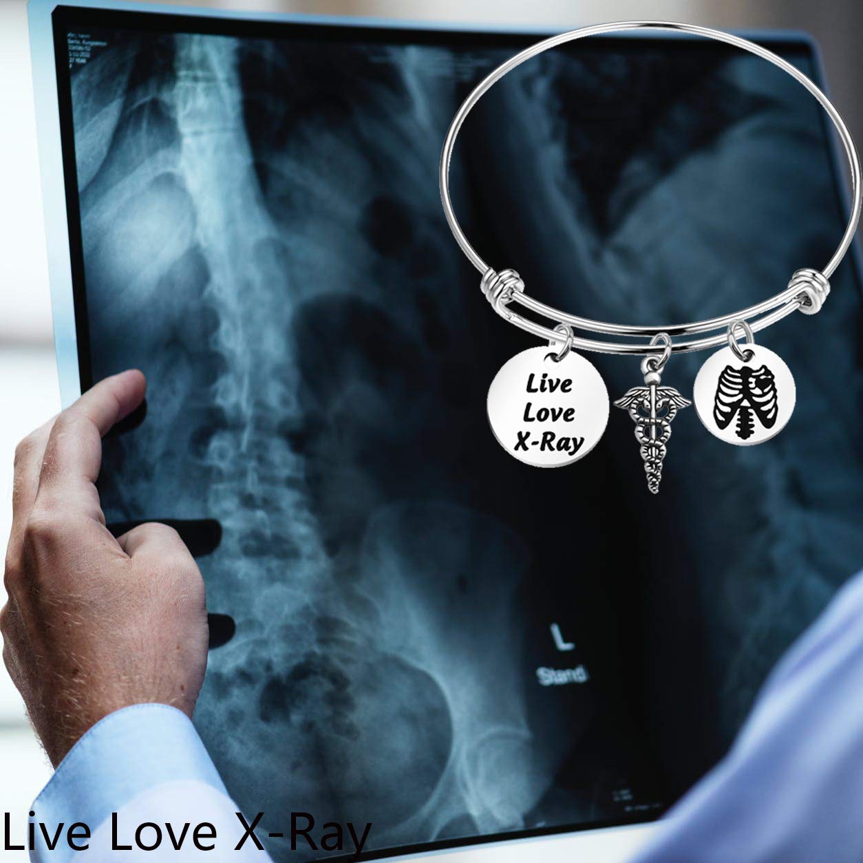 FOTAP X-ray Tech Gift Live Love X-Ray Keychain Radiology Tech Graduation Gift Radiologic Technologist Gift (X-Ray Bracelet)…