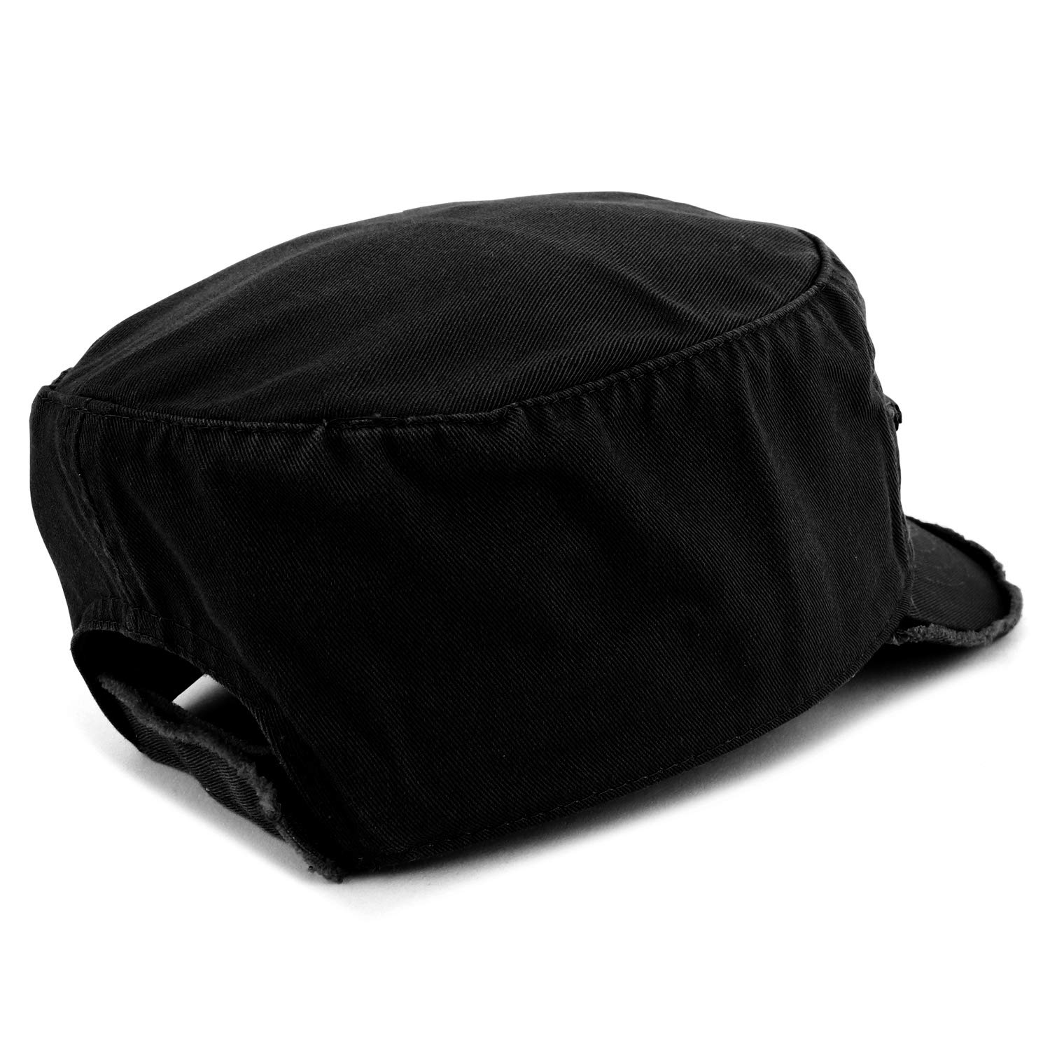 Armycrew Enzyme Washed Zippered Front Pockets Frayed Bill Army Cap - Black