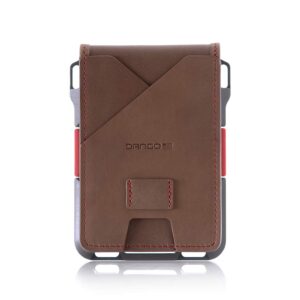 Dango Slim Minimalist Wallet for Men - RFID Blocking - Leather- Bifold, Rawhide/Slate Grey