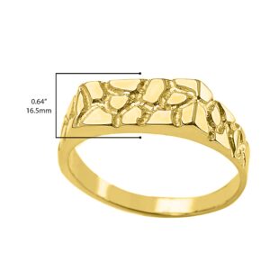 10K Yellow Gold Nugget Style Flat Signet Band or Pinky Ring - Size 8