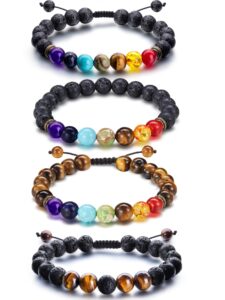 tatuo 4 pcs 8mm natural lava rock bracelet for men aromatherapy essential oil diffuser bracelet stone anxiety beads bracelets