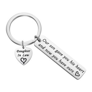 myospark daughter in law keychain our son gave you his heart daughter in law gift for wedding day keepsake gift (our son gave you his heart)