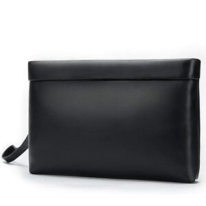 niucunzh handbag for men clutch bag hand purse large wallet with wristlet,soft cowhide leather black