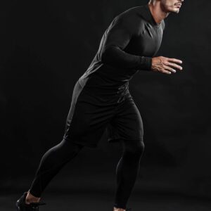 DRSKIN 3 Pack Men's Compression Shirts Top Long Sleeve Sports Baselayer Workout Running Athletic Gym (Round SBB01 3P, L)