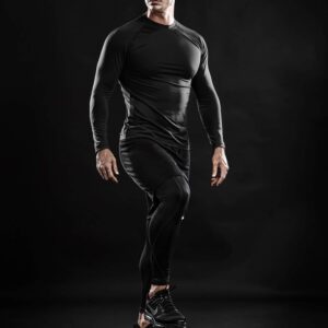 DRSKIN 3 Pack Men's Compression Shirts Top Long Sleeve Sports Baselayer Workout Running Athletic Gym (Round SBB01 3P, L)