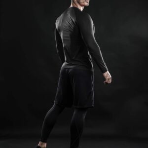 DRSKIN 3 Pack Men's Compression Shirts Top Long Sleeve Sports Baselayer Workout Running Athletic Gym (Round SBB01 3P, L)