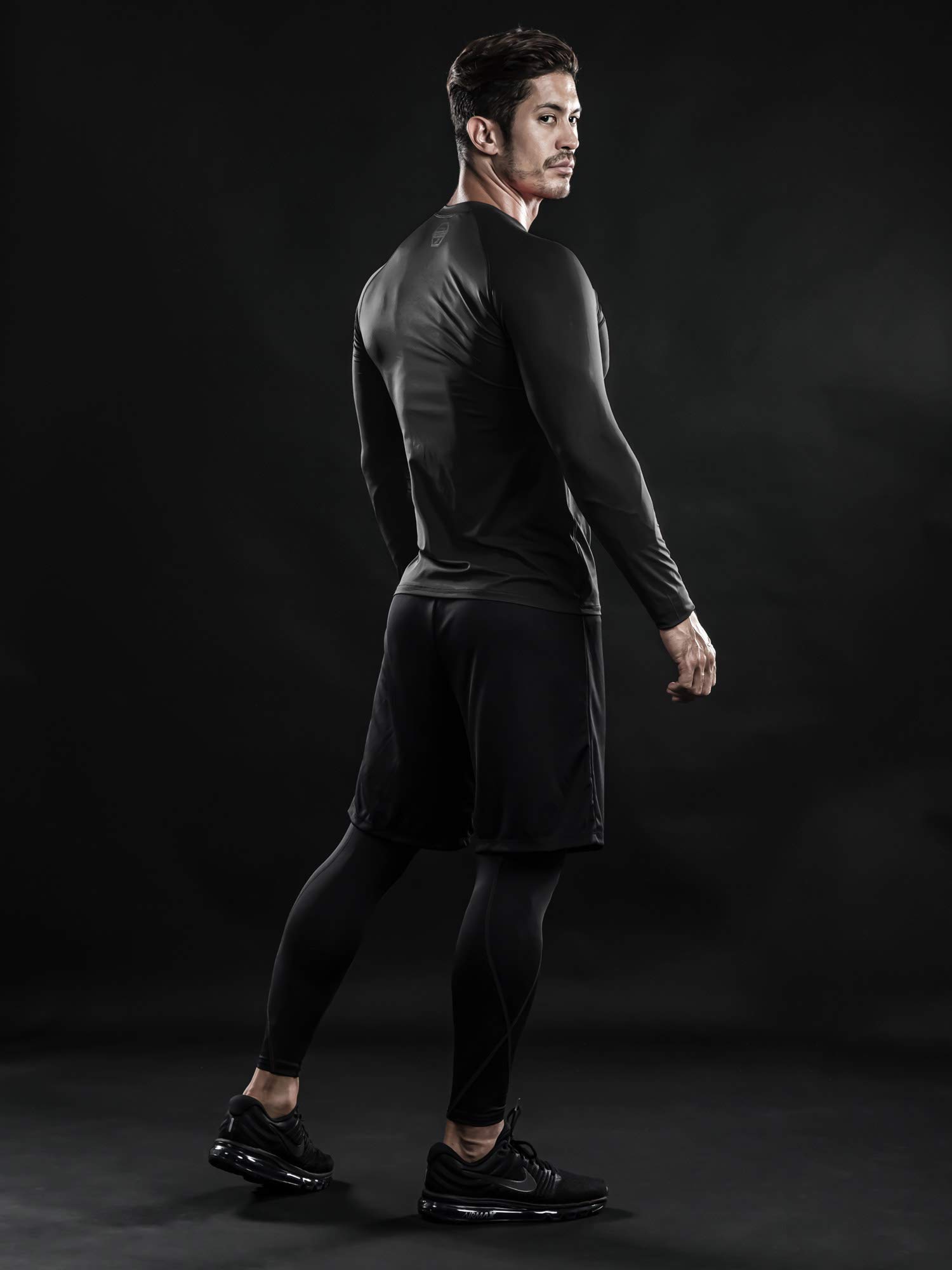 DRSKIN 3 Pack Men's Compression Shirts Top Long Sleeve Sports Baselayer Workout Running Athletic Gym (Round SBB01 3P, L)