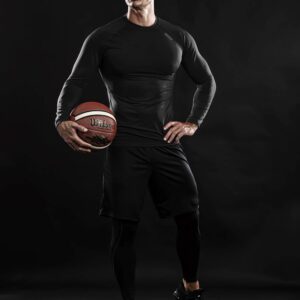 DRSKIN 3 Pack Men's Compression Shirts Top Long Sleeve Sports Baselayer Workout Running Athletic Gym (Round SBB01 3P, L)