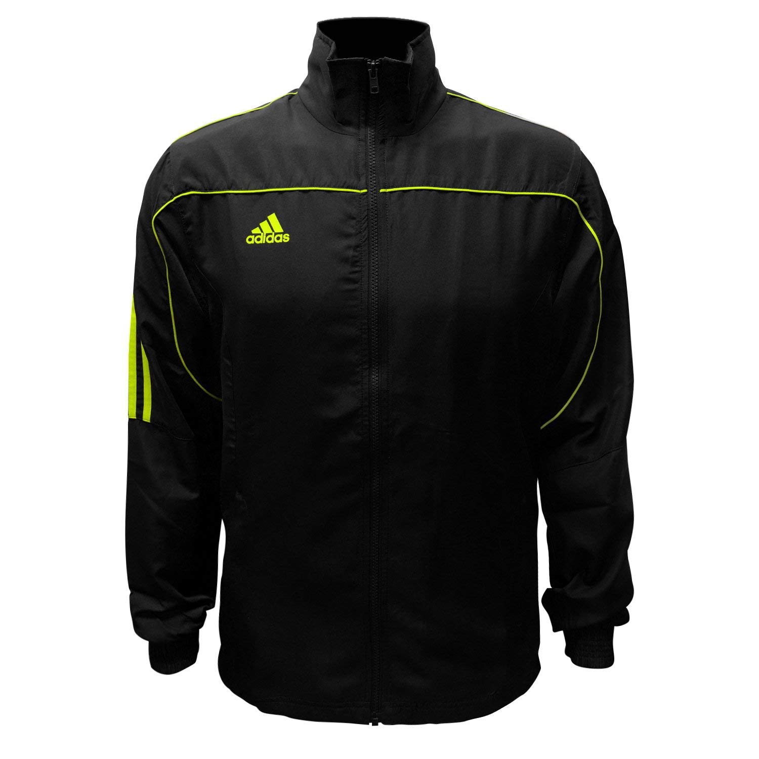 adidas Combat Sports 3-Stripes 100% Polyester Long Sleeve Light Track Jacket - Black Neon Green - 164 (Youth Large)