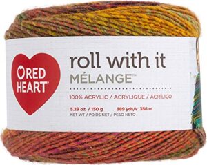 red heart roll with it melange yarn, 1 pack, curtain call