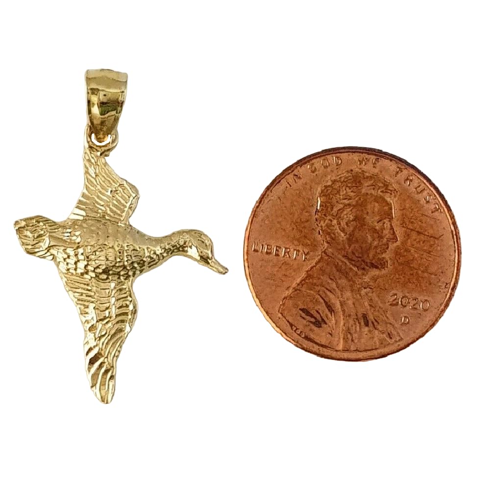 SURANO DESIGN JEWELRY 14k Yellow Gold Duck Mallard Waterfowl Bird Pendant, Made in USA