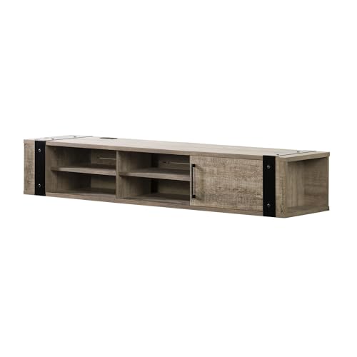 South Shore Munich 68" Wall Mounted Media Console-Weathered Oak