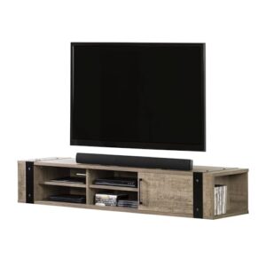 South Shore Munich 68" Wall Mounted Media Console-Weathered Oak