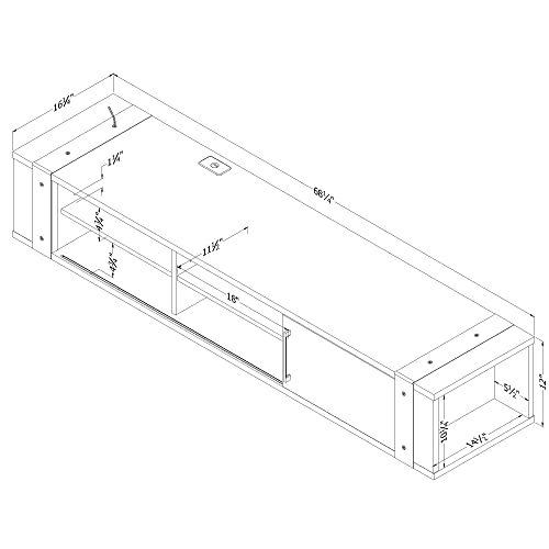 South Shore Munich 68" Wall Mounted Media Console-Weathered Oak