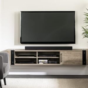 South Shore Munich 68" Wall Mounted Media Console-Weathered Oak