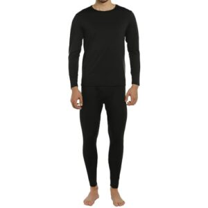 vicherub thermal underwear for men fleece lined long johns thermals top and bottom set base layer for cold weather black xxl