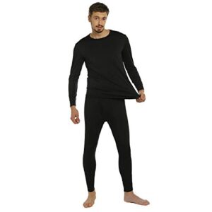 ViCherub Thermal Underwear for Men Fleece Lined Long Johns Thermals Top and Bottom Set Base Layer for Cold Weather Black XXL