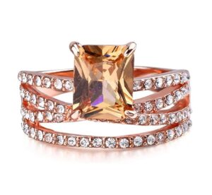 greendou fashion jewelry 14k rose gold plated sterling silver square champagne zirconia ring size 5-10 (7)