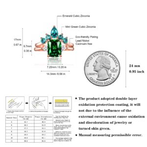 JIANGYUE Emerald Green Ring Rose Gold Plated Emerald Green Cubic Zirconia Engagement Rings for Women Mother Jewelry Size 6