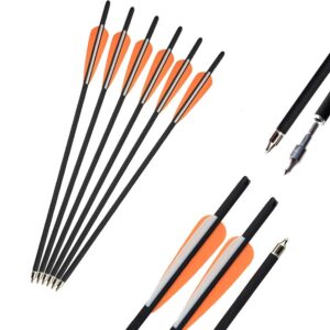 ameyxgs 16/17/18/20/22 inch crossbow carbon arrow crossbow bolts arrows competition hunting with replaceable screw-in arrow and parablic shape feather 12 pack (orange 17 inch)