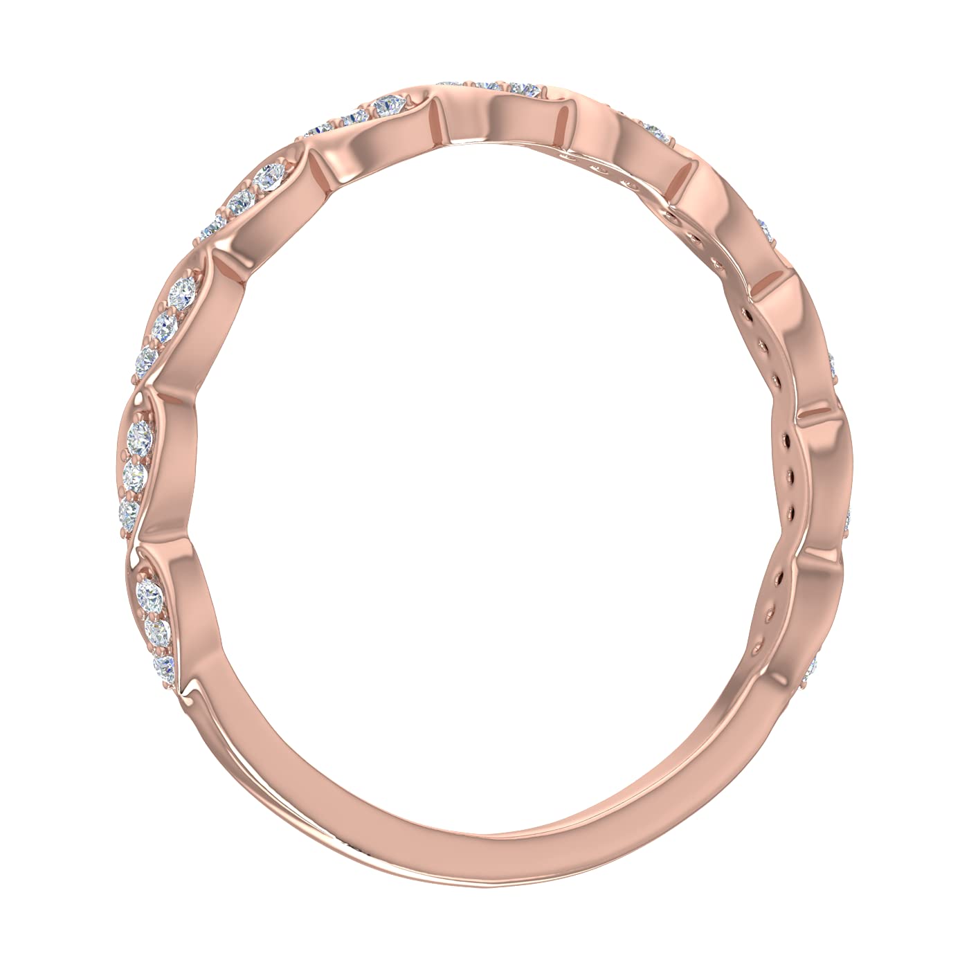 1/10 Carat Diamond 3/4 Eternity Wedding Band Ring in 14K Rose Gold (Ring Size 7) (I1-I2 Clarity)