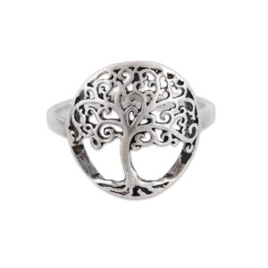 novica artisan handmade .925 sterling silver cocktail ring indian with jali tree motif leaf 'majestic jali tree'