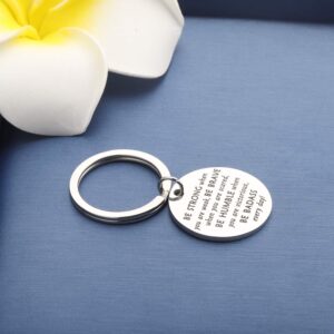 MYOSPARK Be Strong Be Brave Be Humble Be Badass Everyday Inspirational Stainless Steel Disc Pendant Keychain Motivational Gift (Strong Brave Humble Badass)