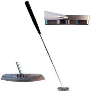 bell putters non/no offset golf putter 360g polish chrome finish right-handed/rh with tacki-mac jumbo putter grip and 34" shaft | made in usa