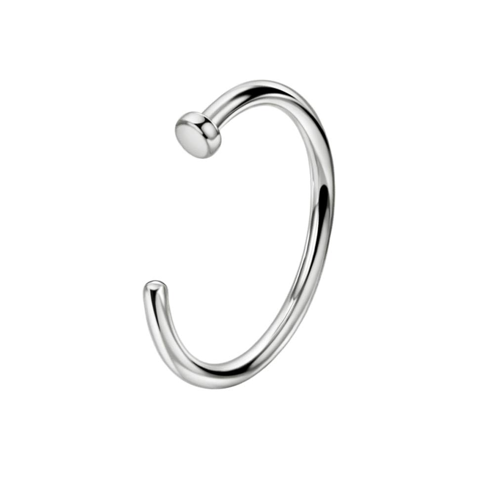 FANSING 316l Surgical Steel Nose Ring Open Nose Hoop Nose Rings 18 Gauge 7mm Nostril Piercing Jewelry Silver Stainless Steel Nose Ring 18g Women Men Body Jewelry