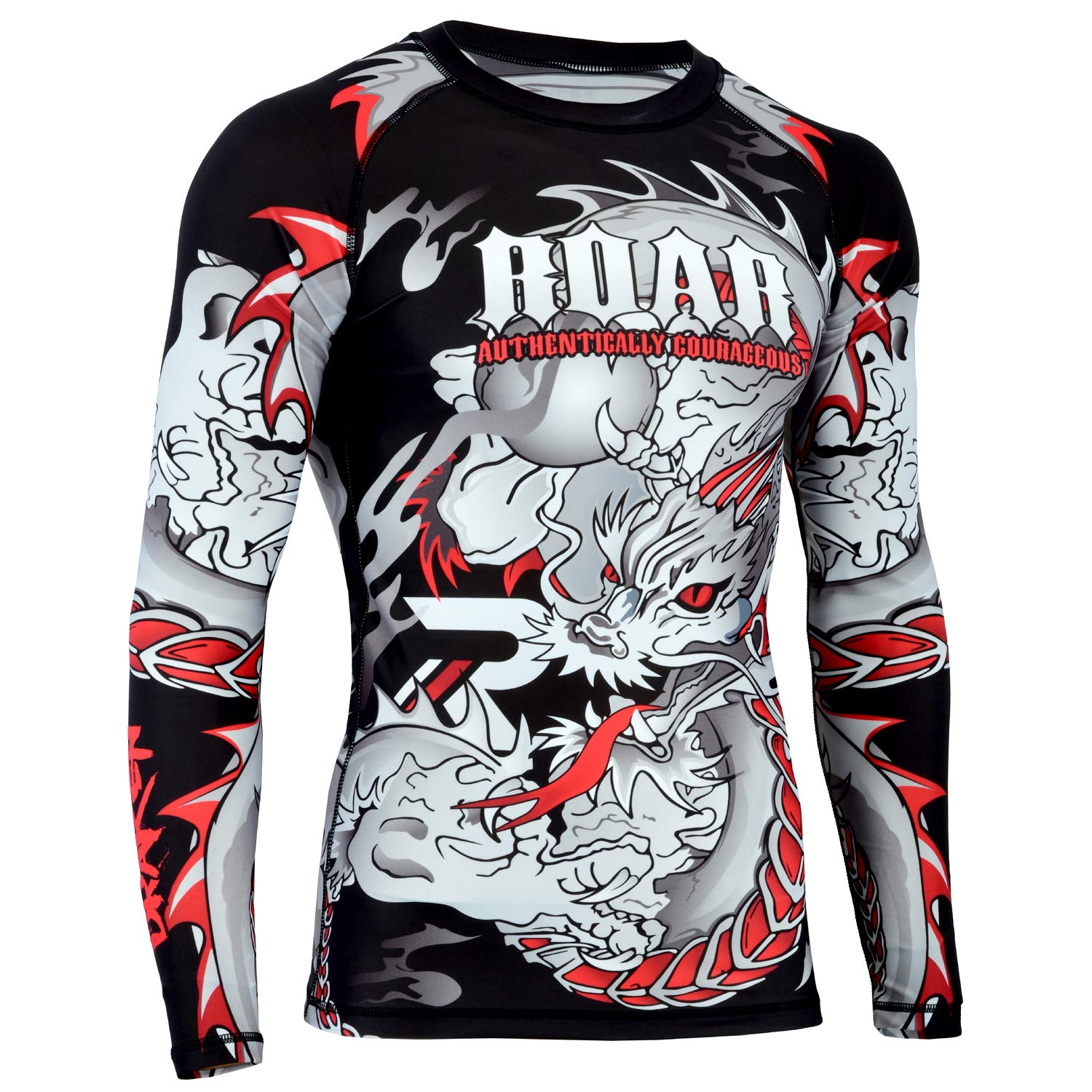 Roar MMA Rash Guards Fight Training BJJ Grappling No Gi Wear Branded (Darken Red, Large)