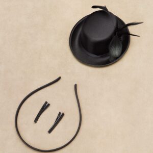 BABEYOND Mini Top Hat Fascinator Headband Feather Top Hat for Derby Tea Party Black