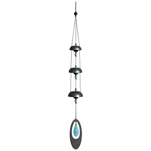 Woodstock Chimes Signature Collection, Woodstock Temple Bells 25'' Turquoise Wind Bells for Outdoor, Patio, Home or Garden Décor (TB3TQ)