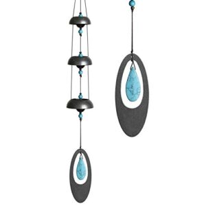 Woodstock Chimes Signature Collection, Woodstock Temple Bells 25'' Turquoise Wind Bells for Outdoor, Patio, Home or Garden Décor (TB3TQ)