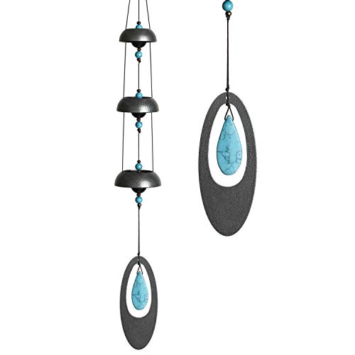 Woodstock Chimes Signature Collection, Woodstock Temple Bells 25'' Turquoise Wind Bells for Outdoor, Patio, Home or Garden Décor (TB3TQ)