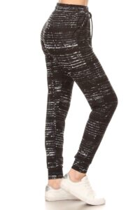 leggings depot women's relaxed fit jogger pants - track cuff sweatpants with pockets-s708, 1x, true ebony