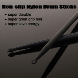 Drum Sticks 5A 1 Pair Nylon Drumsticks 1 Pair Non-Slip Maple Wood with a Velvet Drawstring Bag(Black)