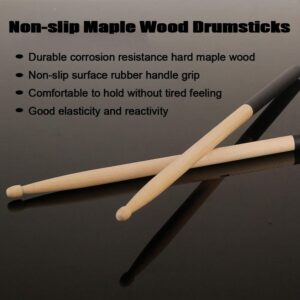 Drum Sticks 5A 1 Pair Nylon Drumsticks 1 Pair Non-Slip Maple Wood with a Velvet Drawstring Bag(Black)