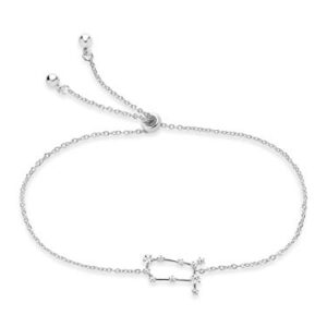 Sterling Forever - Constellation Bracelet - 14K Gold Plated & Rhodium Plated Brass - Cubic Zirconia - Sliding Bolo Fashion Statement Bracelet - Adjustable Cotton Cord Up to 8” - One Size Fits Most