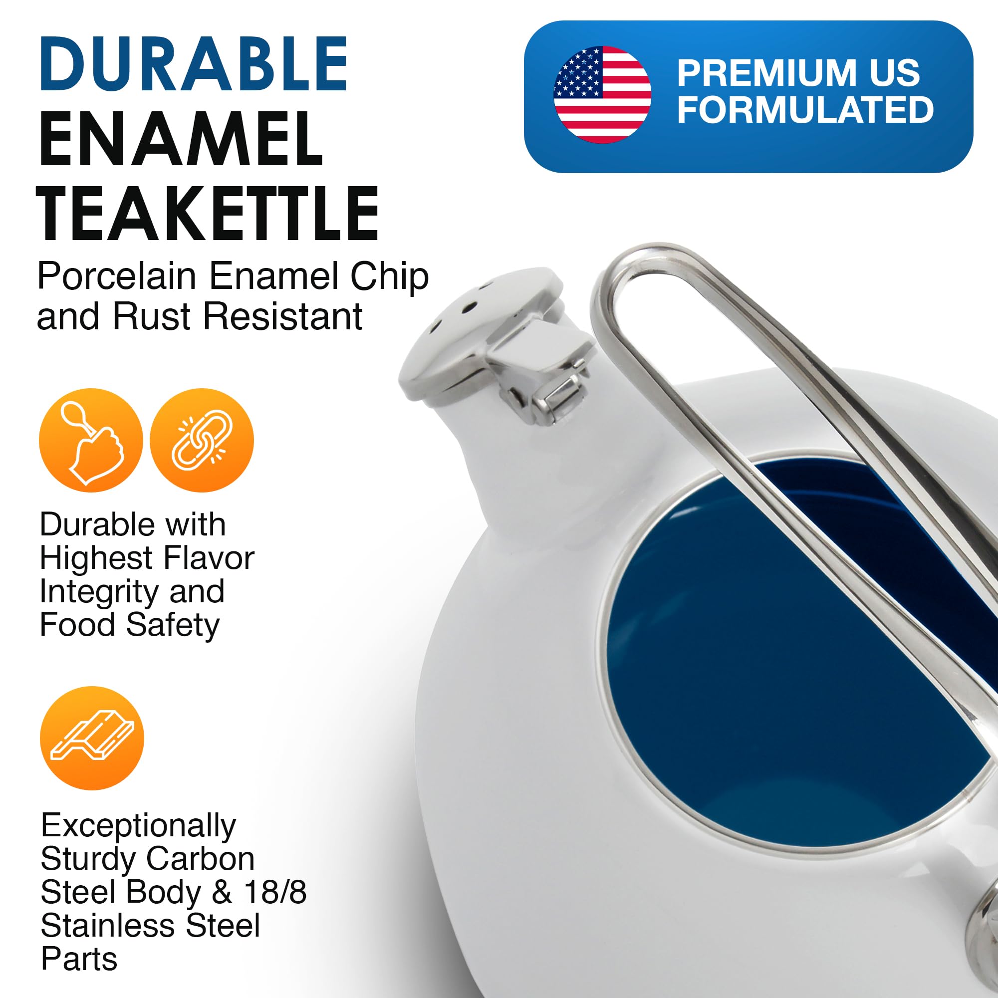 Chantal Classic Teakettle, 1.8 QT, Enamel On Steel, 2-Tone Harmonica Whistle, Rapid Boil and Even Heating (Almond)