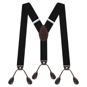 ayosush button suspenders for men classic tuxedo braces big and tall solid color black