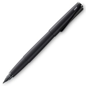 lamy studio lx-all-black - fountain pen in elegant metal body - steel nib, partially platinum-plated & in nib size m - incl t 10 blue ink cartridge