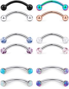 jenxnjsjo eyebrow rook 16g 8/10mm piercing jewelry ring for women vertical labret lip hood curved barbell rook snug earrings belly button snake frog eyes vch bridge cartilage daith surface anti tragus