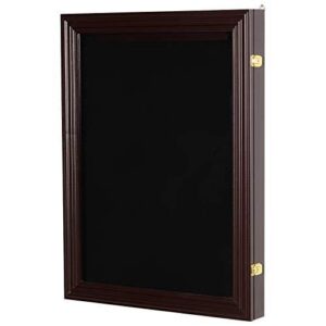 homcom 24" x 32" jersey frame display case, uv-resistant jersey shadow box with 2 keys, hanger, cherry brown