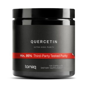 toniiq ultra high purity quercetin capsules - 95%+ highly purified and bioavailable - 1000mg per serving - 120 capsules quercetin supplement