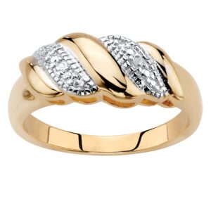 palmbeach yellow gold-plated genuine diamond accent banded s link ring sizes 6-10 size 7