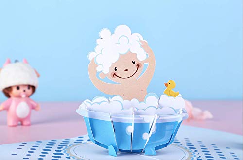 Liif Baby Shower Blue Boy 3D Greeting Pop Up Card For New Baby, Baby Congratulations, Announcement, Newborn, Baby Congrats, Cute | With Message Note & Envelop