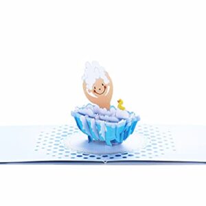 Liif Baby Shower Blue Boy 3D Greeting Pop Up Card For New Baby, Baby Congratulations, Announcement, Newborn, Baby Congrats, Cute | With Message Note & Envelop