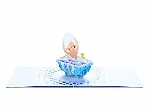 Liif Baby Shower Blue Boy 3D Greeting Pop Up Card For New Baby, Baby Congratulations, Announcement, Newborn, Baby Congrats, Cute | With Message Note & Envelop